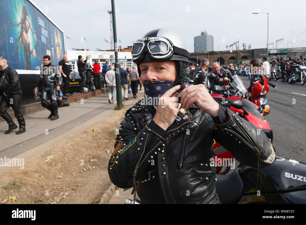 Father Scott Anderson at the start of, Ace Cafe Reunion, Brighton Burn ...
