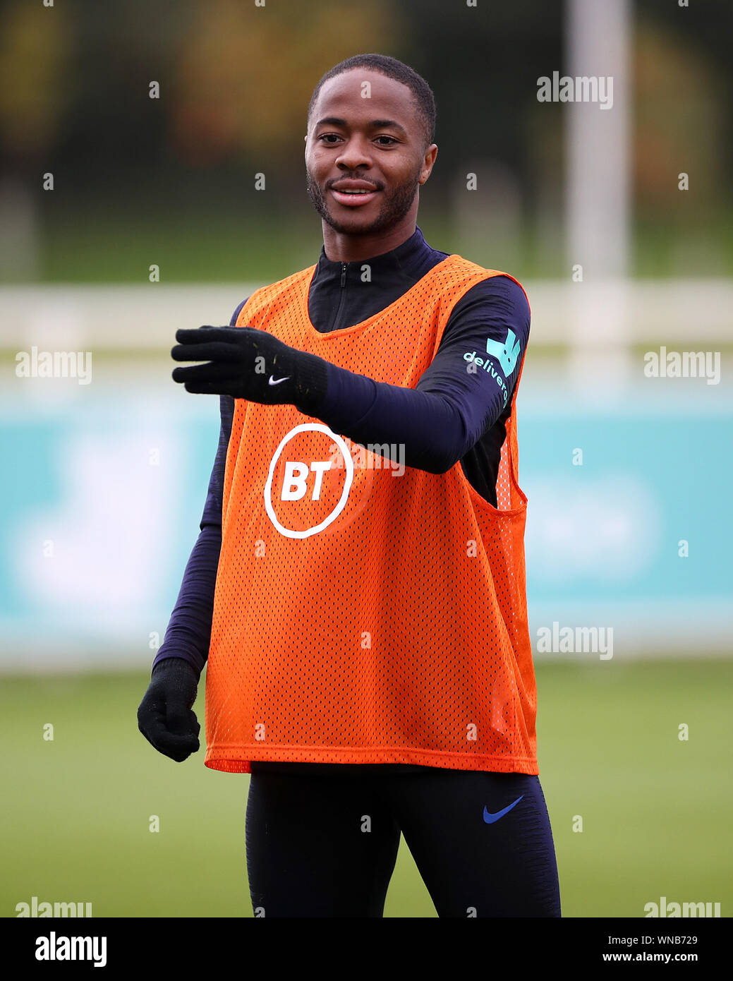 England's Raheem Sterling during a training session at St George's Park ...