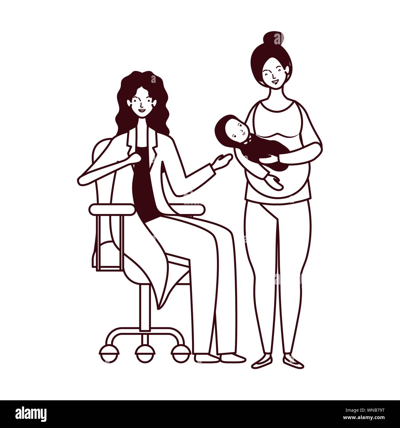 pediatrician female doctor with mom and baby Stock Vector Image & Art ...