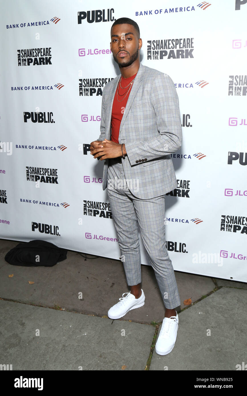 Opening night for Coriolanus at the Delacorte Theater - Arrivals. Featuring: Jovan E. Watlington ...