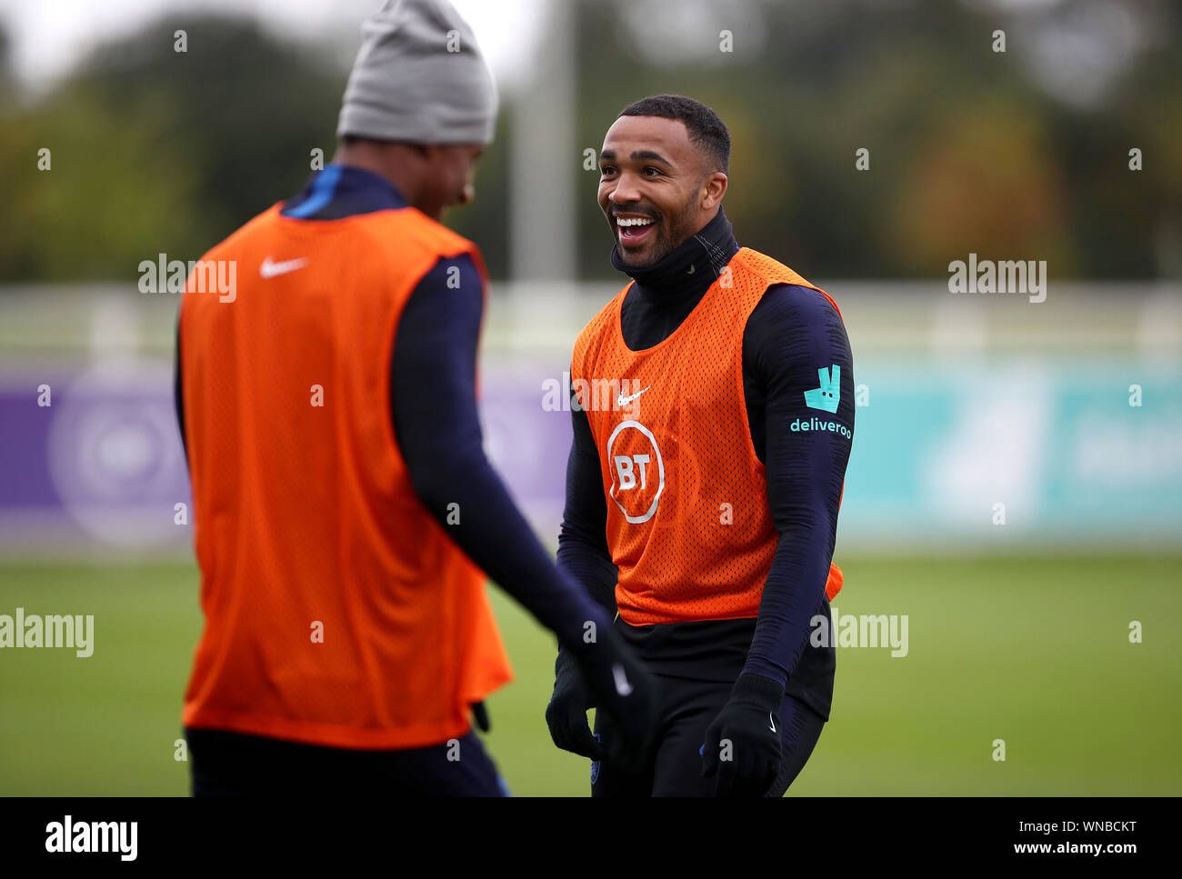 England's Callum Wilson (right) during a training session at St George ...
