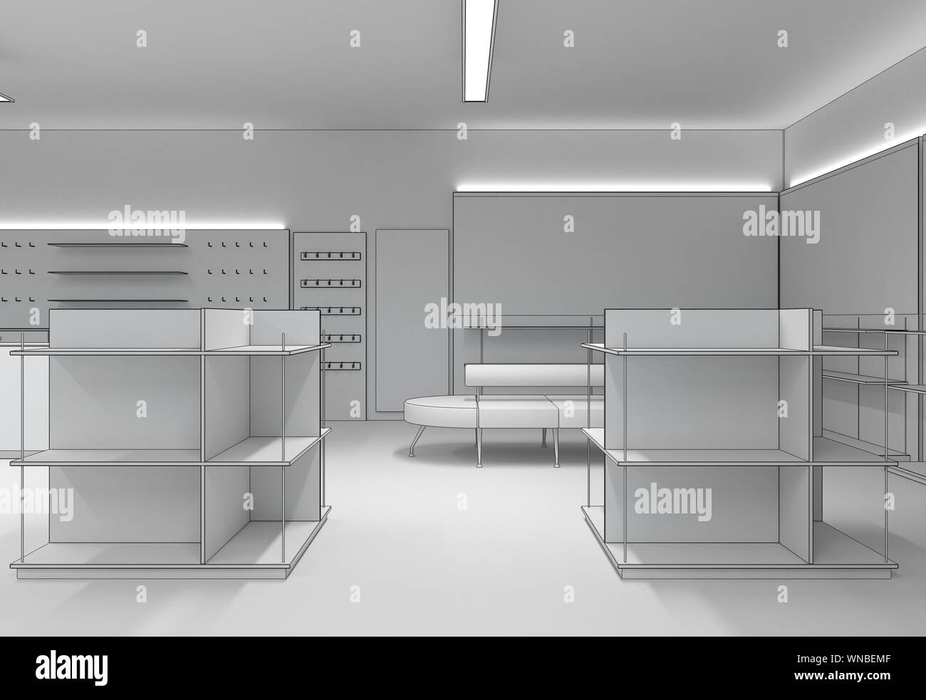 shop, store, shopping mall, interior visualization, 3D illustration ...