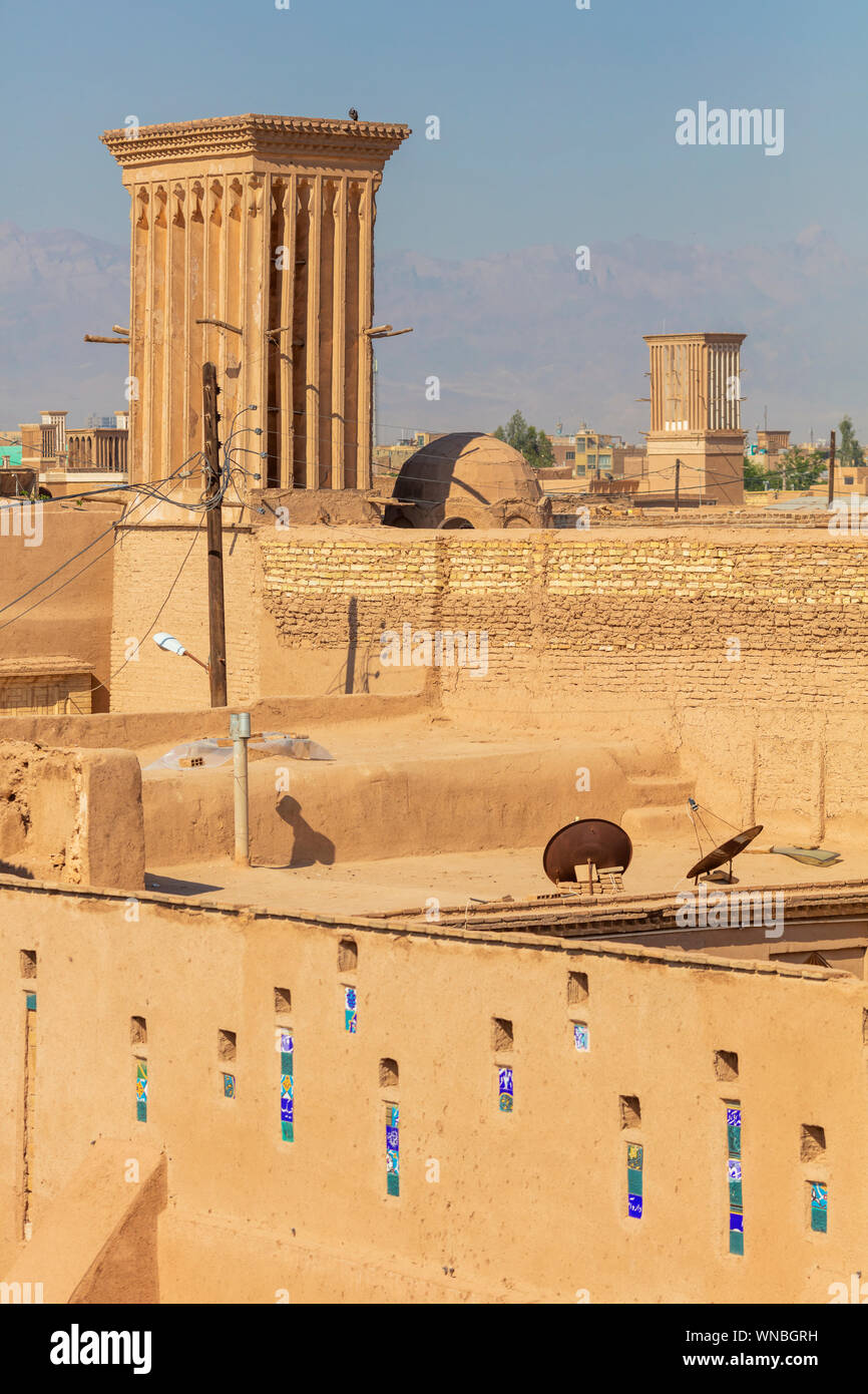 Windcatcher, windtower, badgir, Yazd, Yazd Province, Iran Stock Photo ...