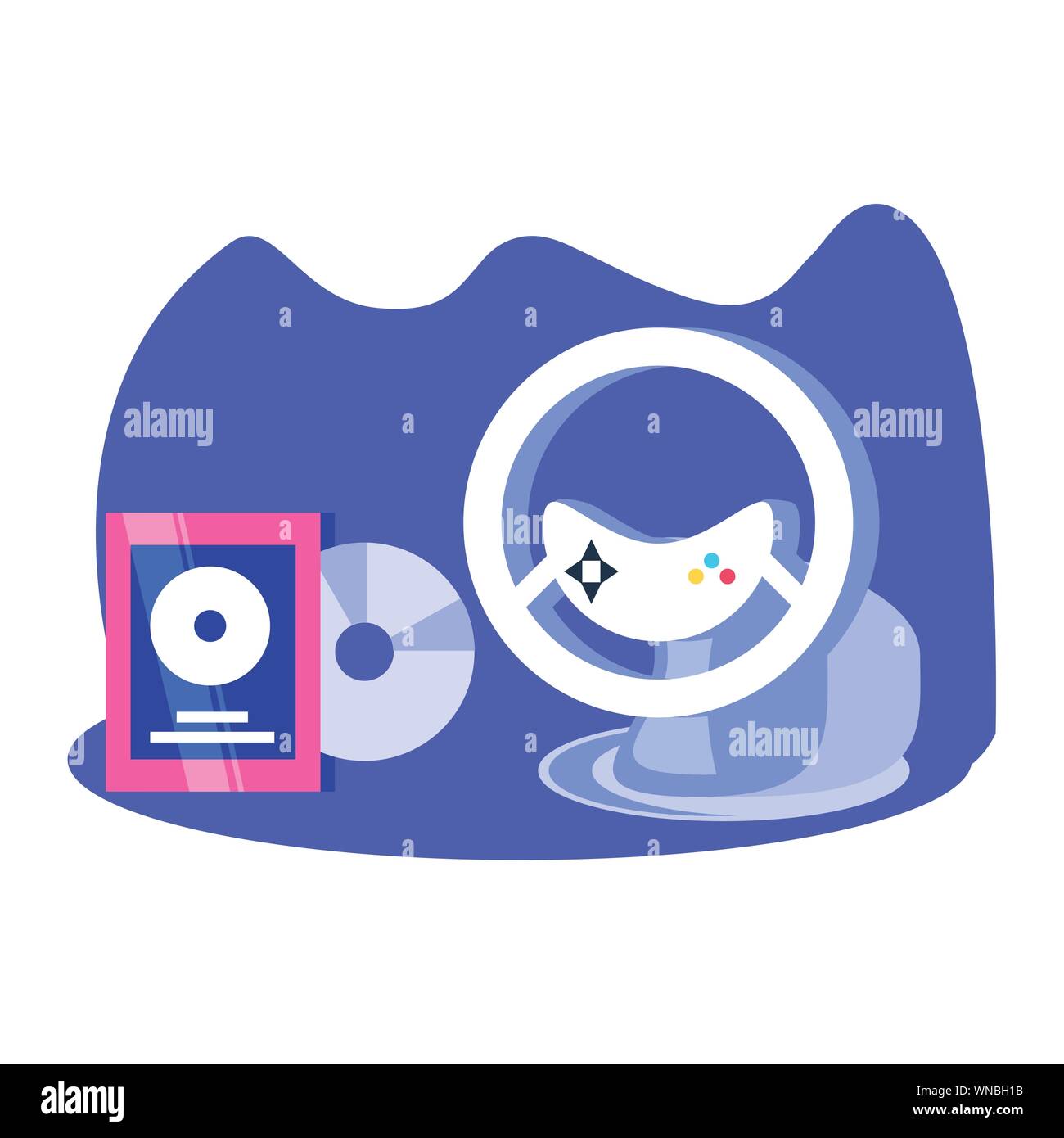 video game compact disk with car wheel vector illustration design Stock ...