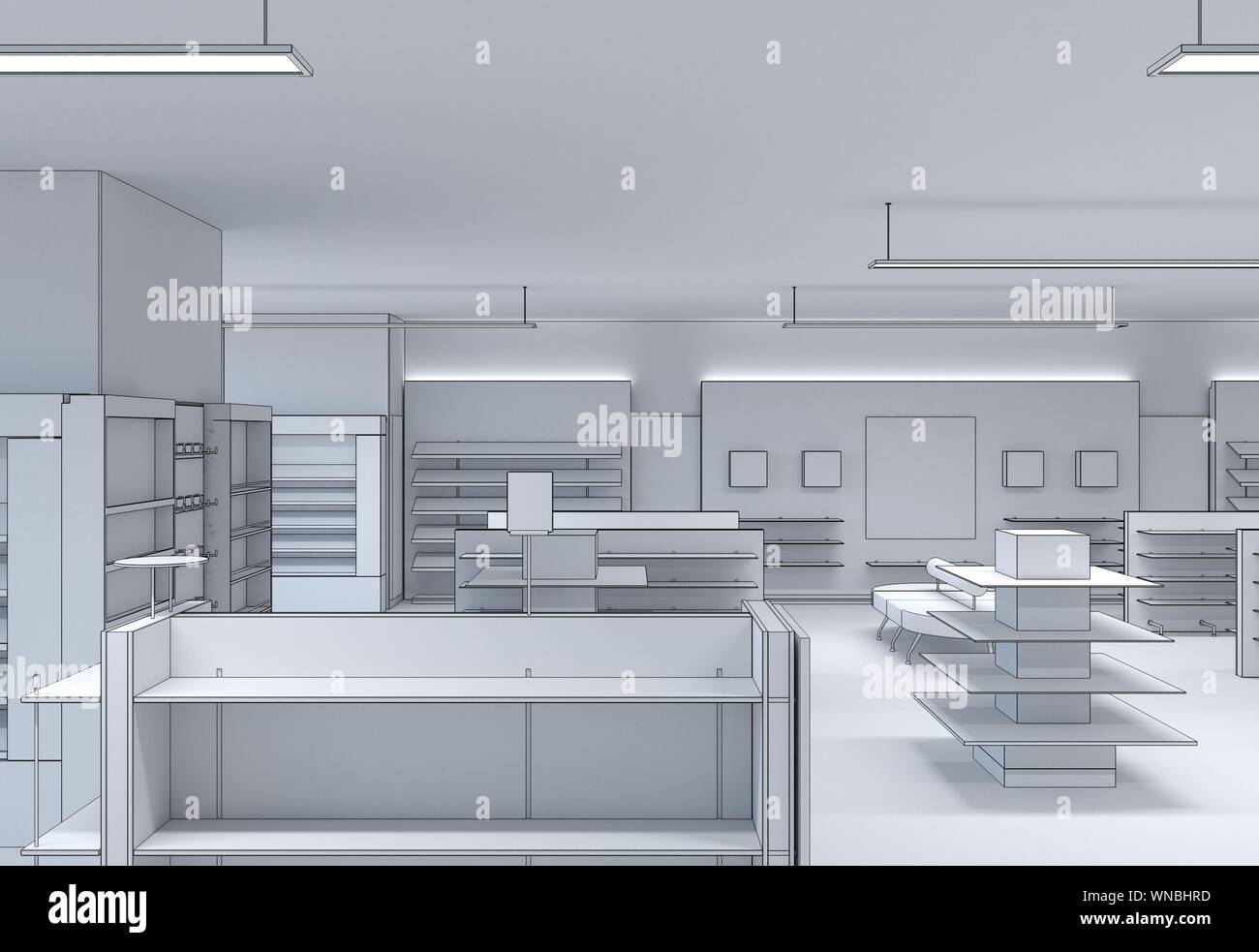shop, store, shopping mall, interior visualization, 3D illustration ...
