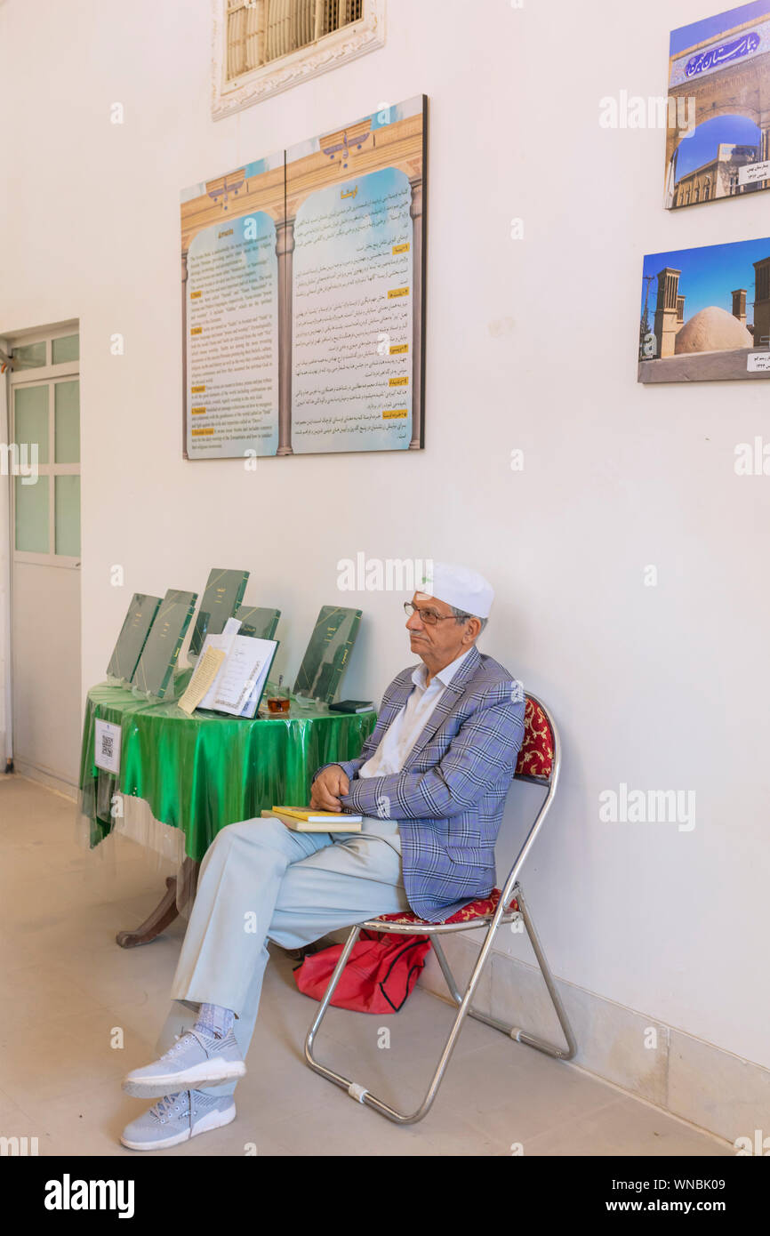 Zoroastrian Fire Temple, priest, Atash Behram, Yazd, Yazd Province ...