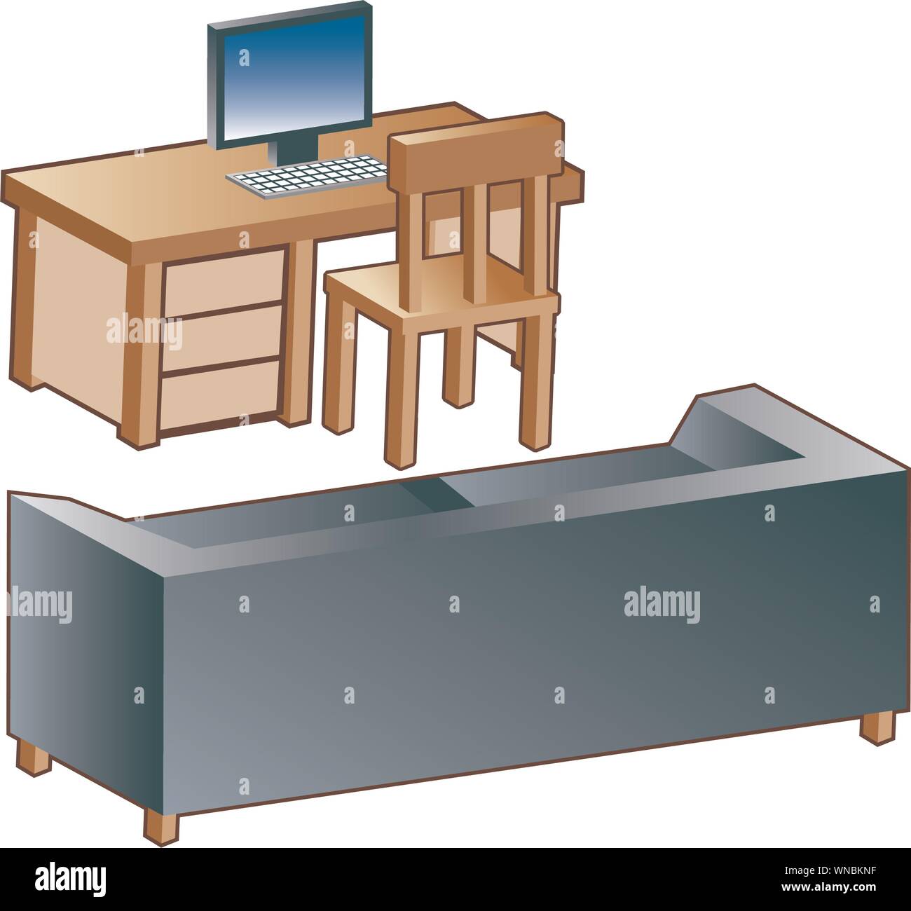 On wood desk laptop Stock Vector Images - Alamy