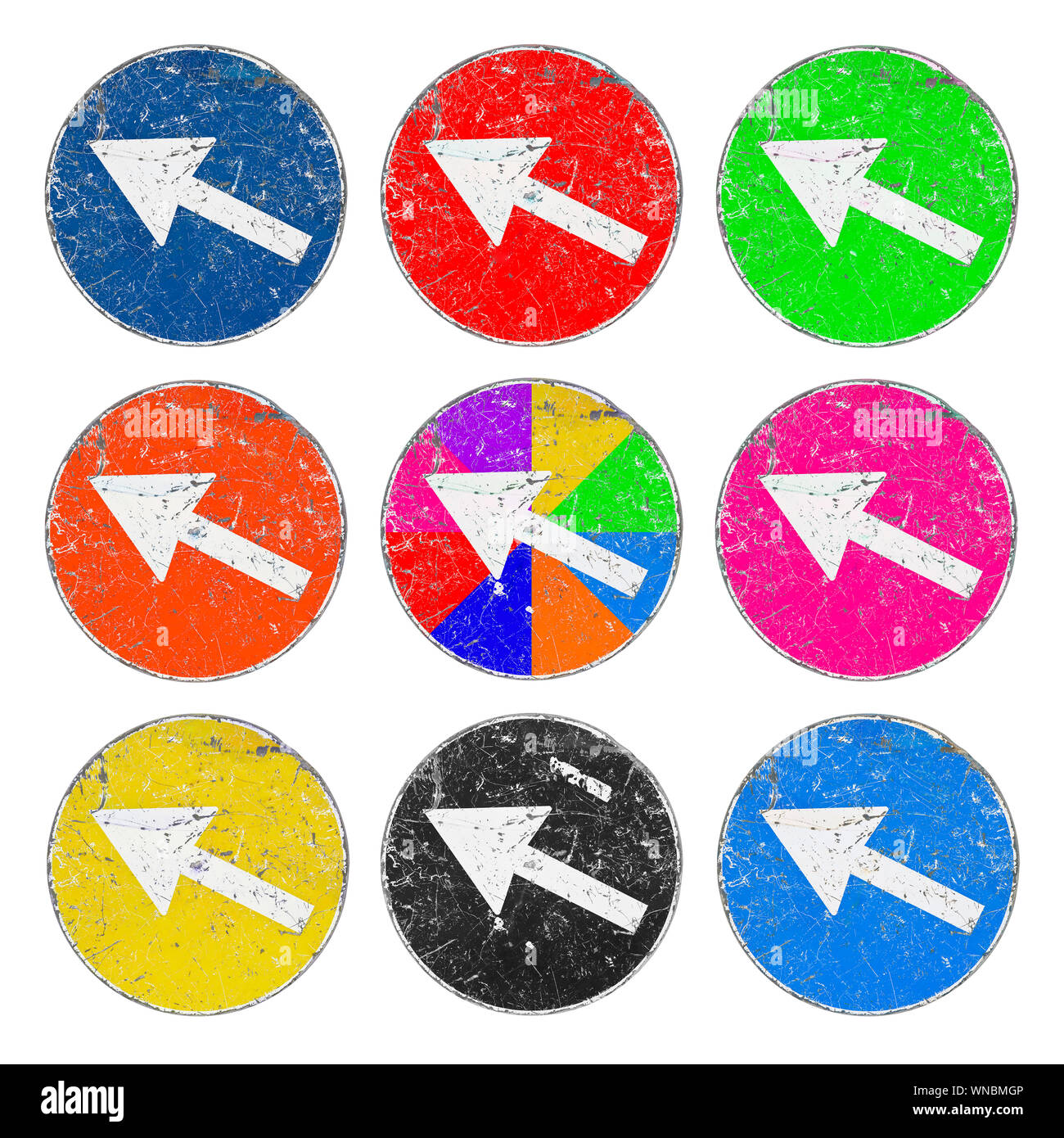 Arrows on sign pointing Cut Out Stock Images & Pictures - Alamy