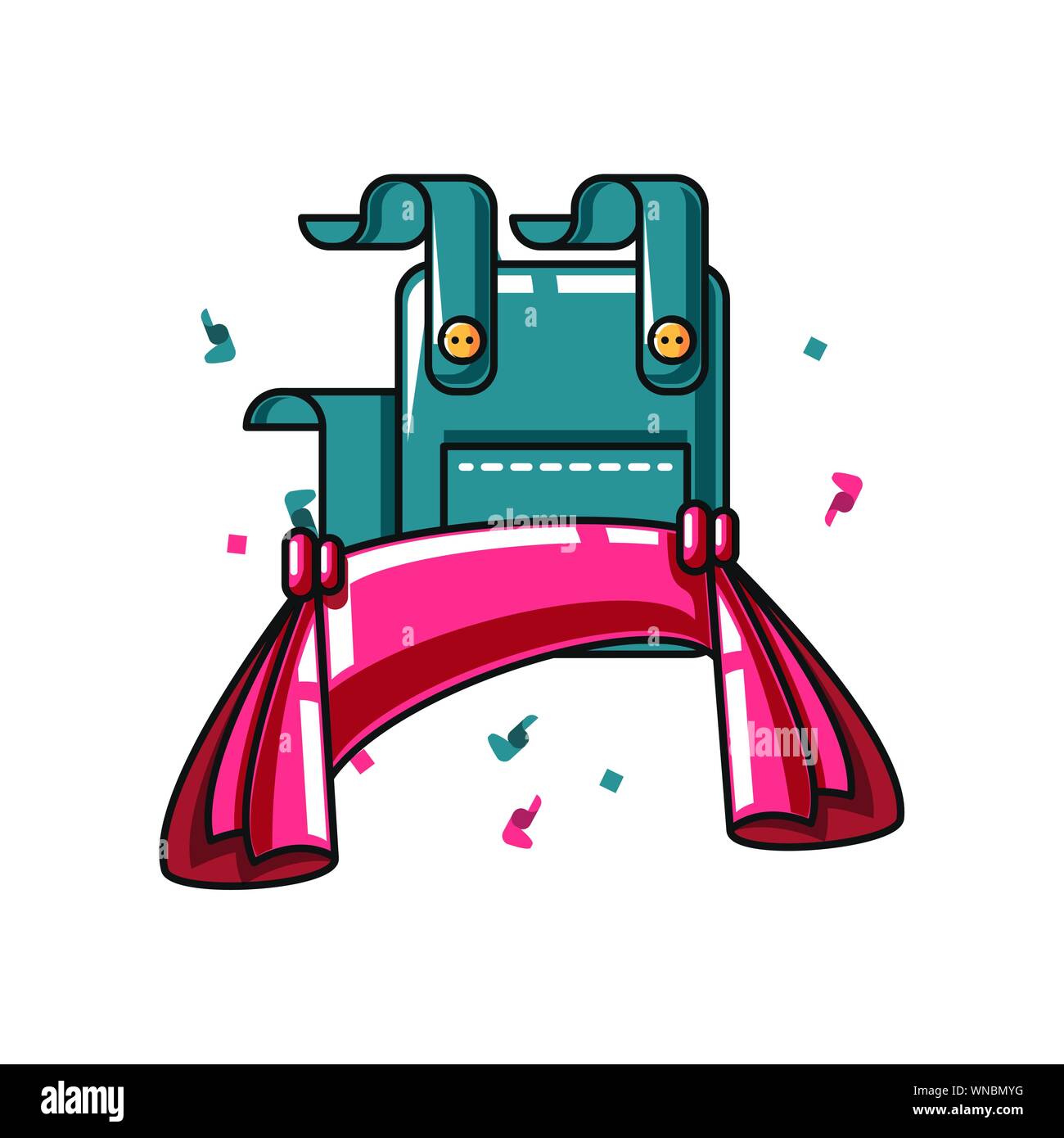 ribbon decoration with overall uniform vector illustration design Stock ...