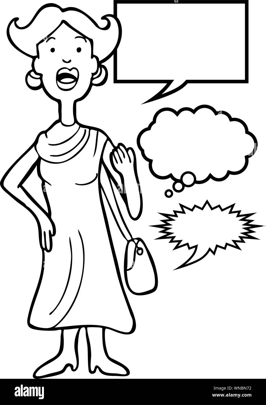Cartoon girl talking Black and White Stock Photos & Images - Alamy