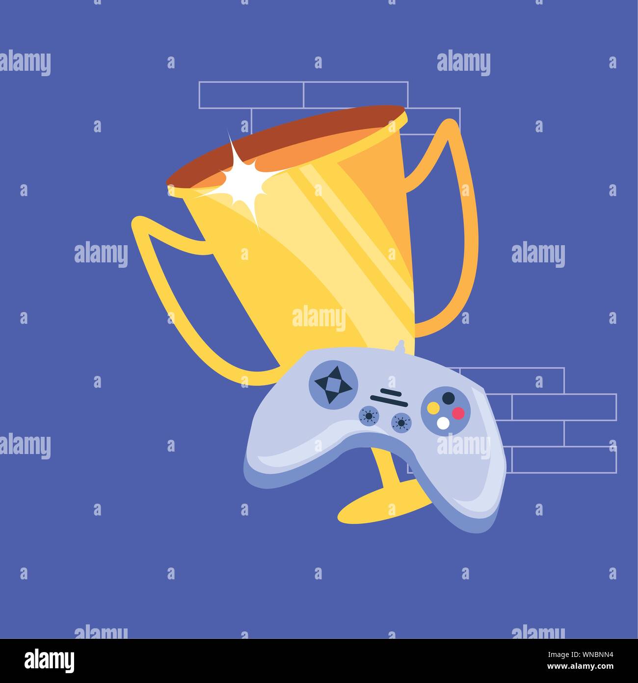 video game control with trophy cup vector illustration design Stock ...