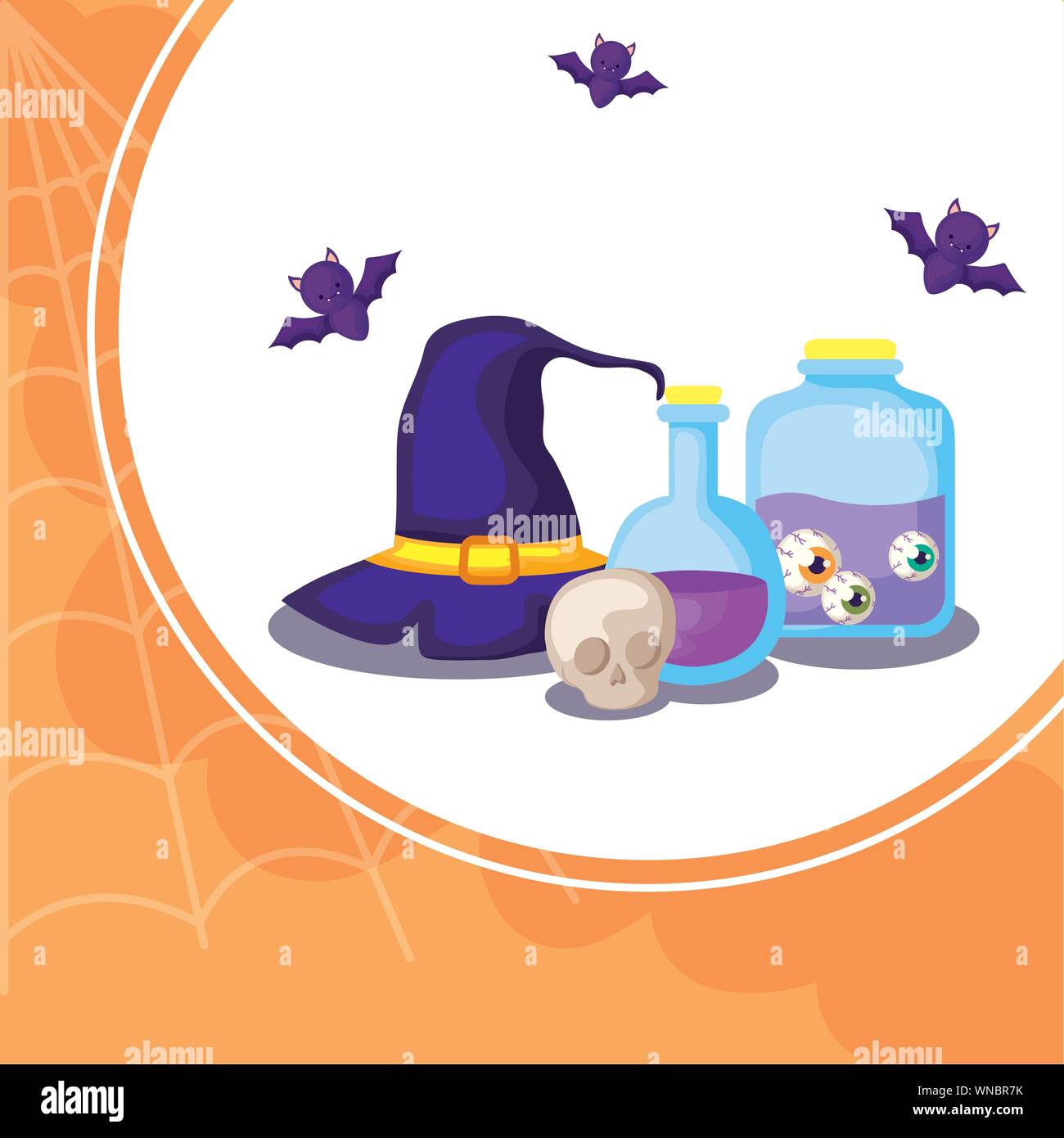 potions magic with icons in scene halloween vector illustration design ...