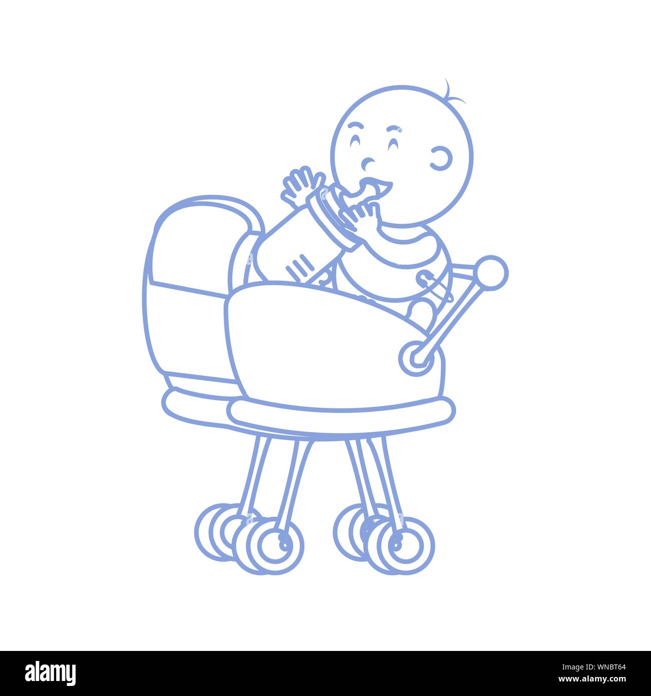 cute newborn in baby cart vector illustration design Stock Vector Image ...