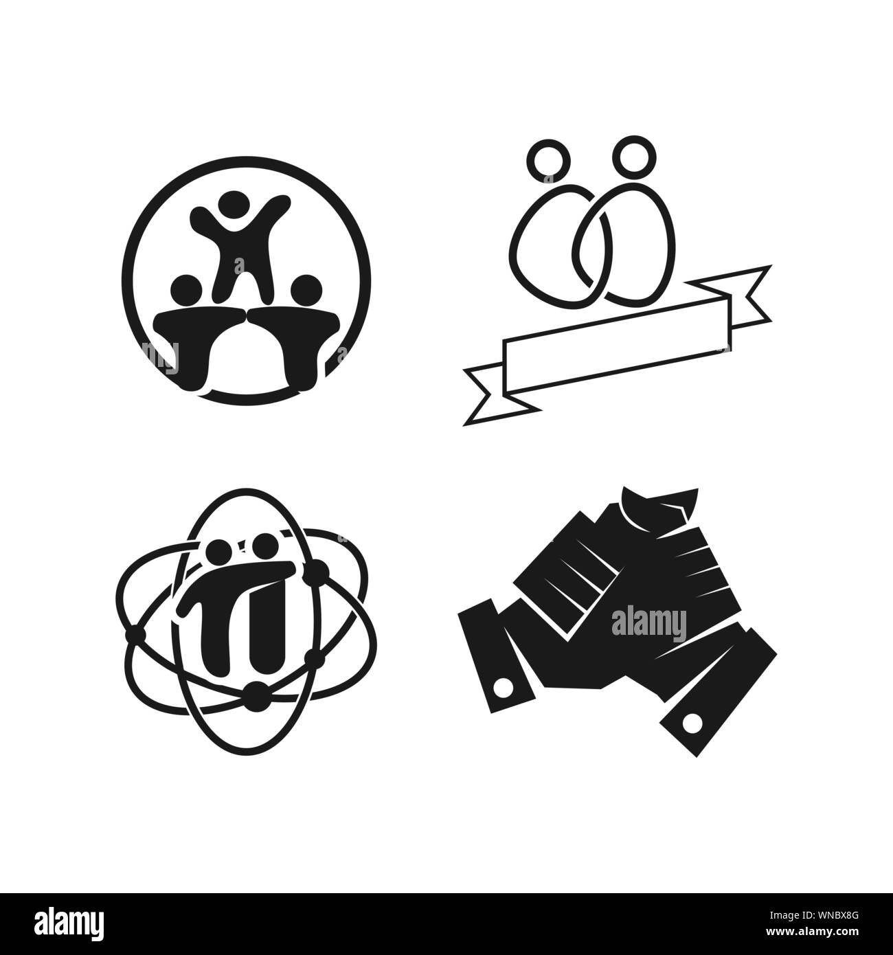 Commitment Teamwork Together Business Black Logo Illustration Vector ...