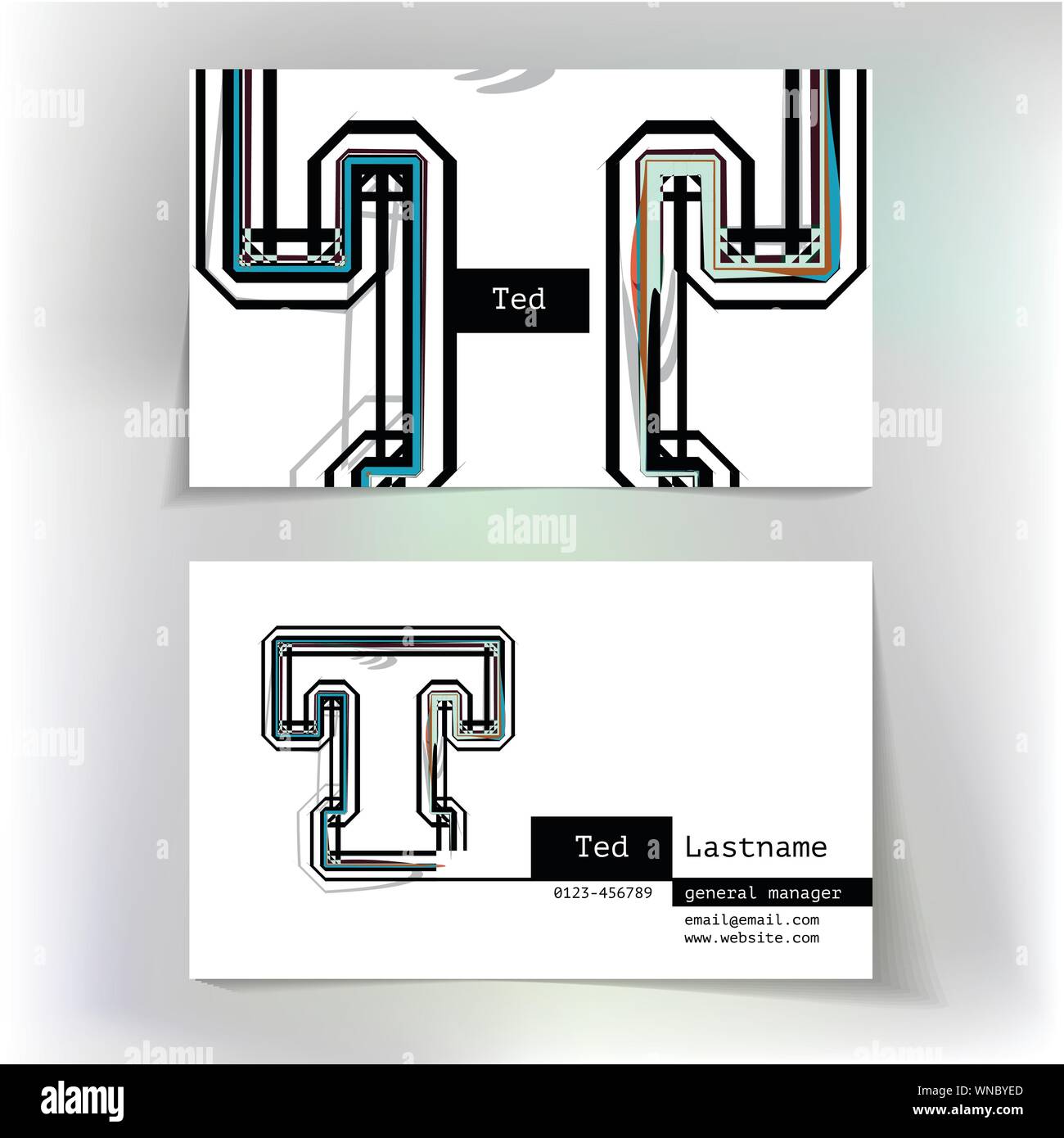 Business card design with letter T Stock Vector Image & Art - Alamy