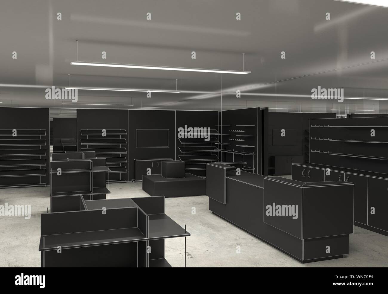 shop, store, shopping mall, interior visualization, 3D illustration ...