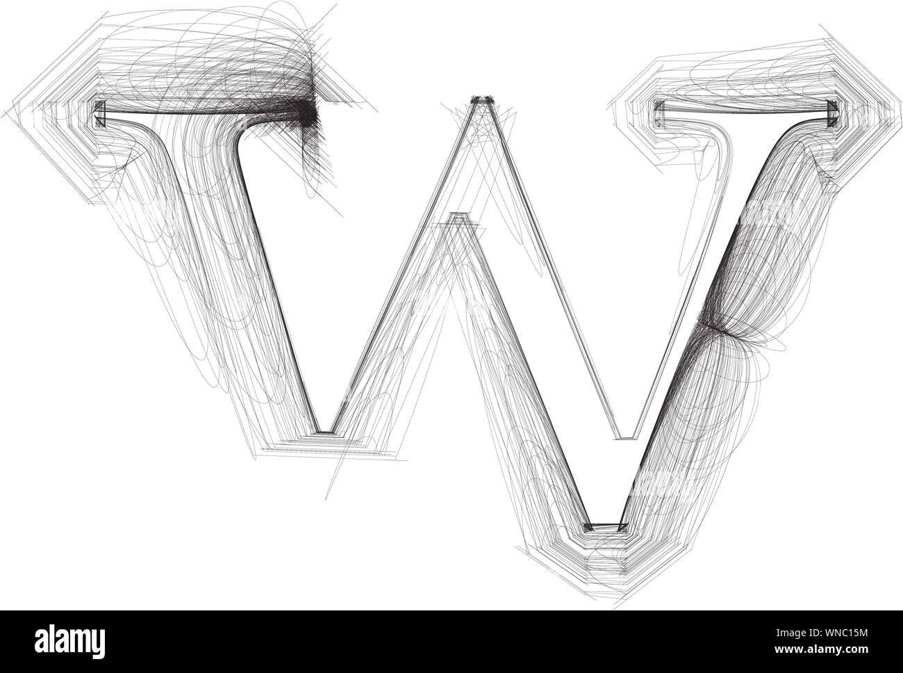 Hand draw font. LETTER w. Vector illustration Stock Vector Image & Art ...