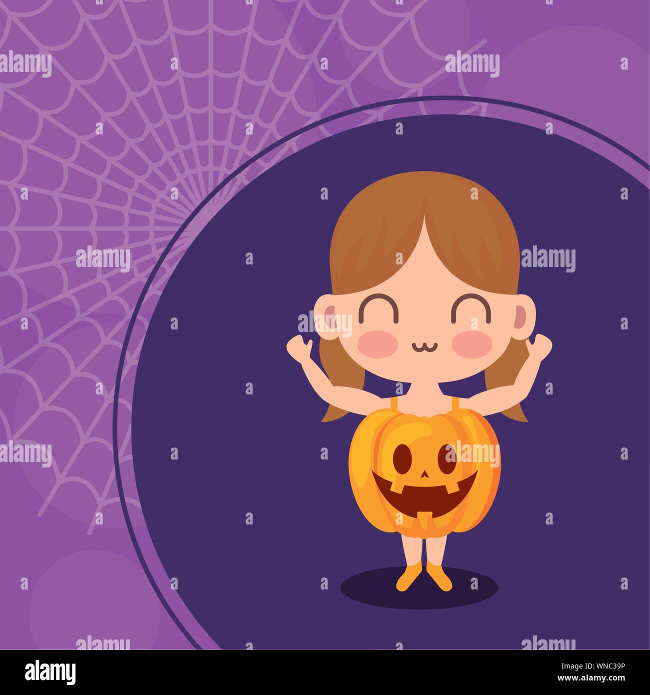 cute girl disguised of pumpkin vector illustration design Stock Vector ...