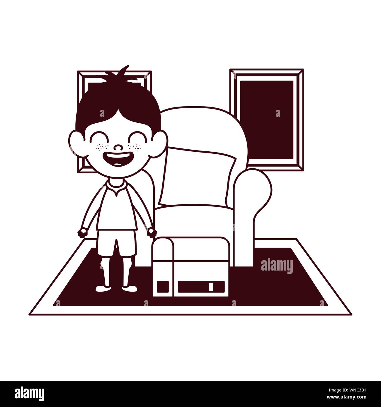 cute little boy baby in the living room character Stock Vector Image ...