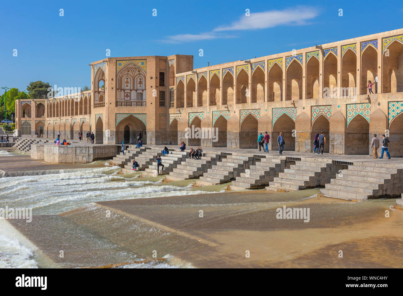 Khaju Bridge, 17th century, Zayanderud river, Isfahan, Isfahan Province ...