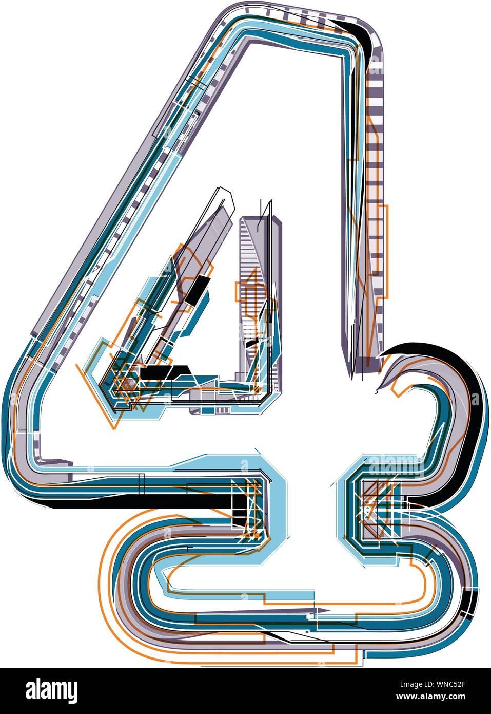 Font illustration NUMBER 4 Stock Vector Image & Art - Alamy