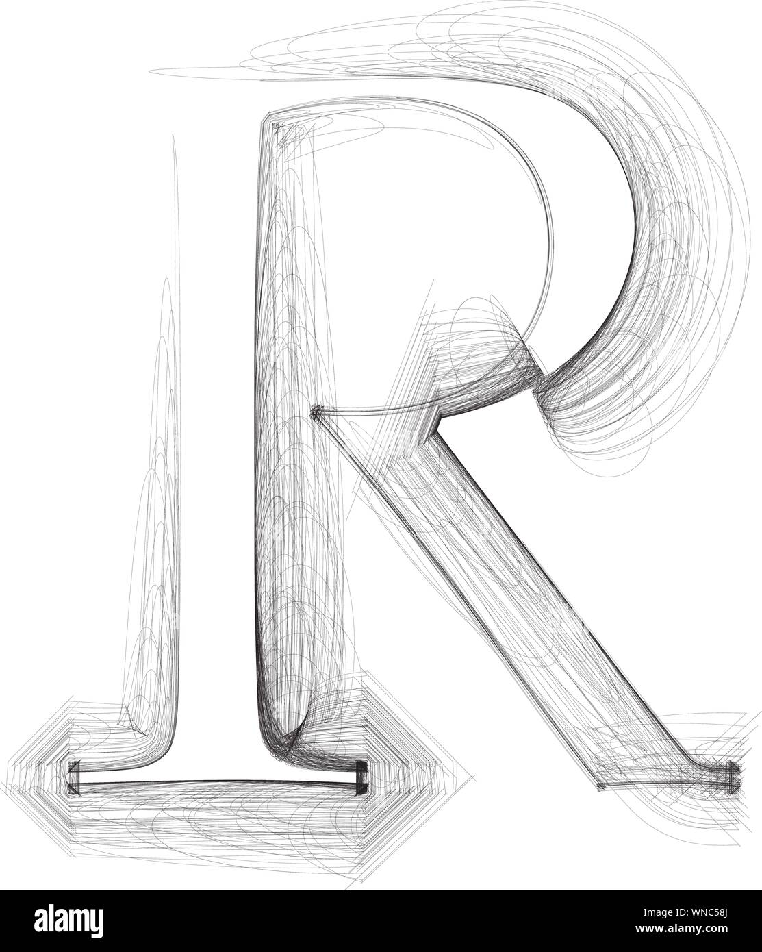 Hand draw font. LETTER R. Vector illustration Stock Vector Image & Art ...