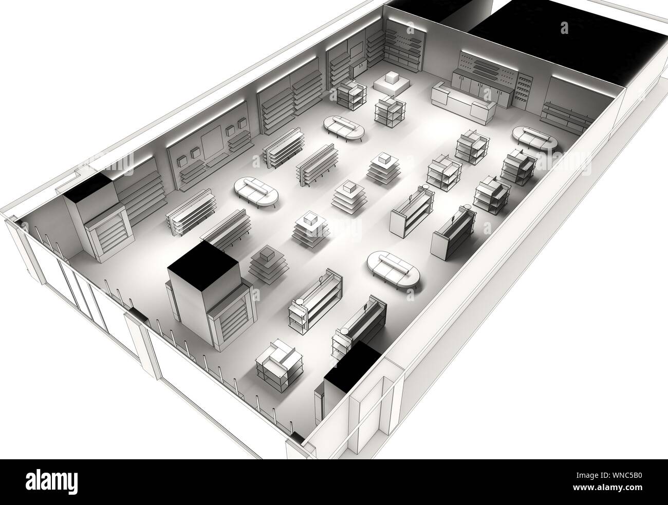 shop, store, shopping mall, interior visualization, 3D illustration ...