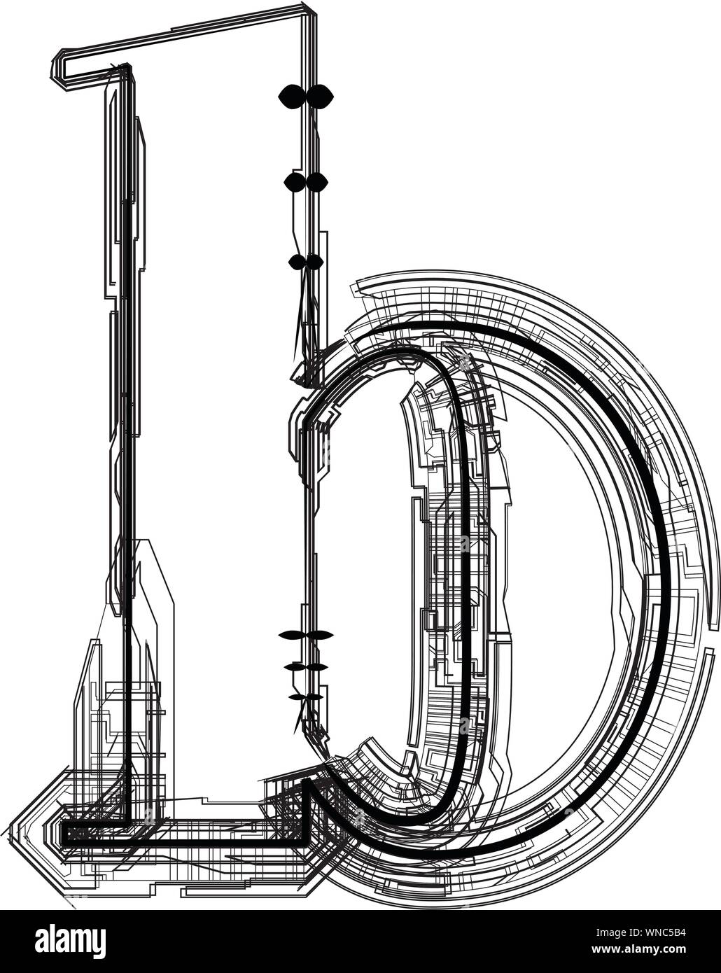 technological font. LETTER b Stock Vector Image & Art - Alamy