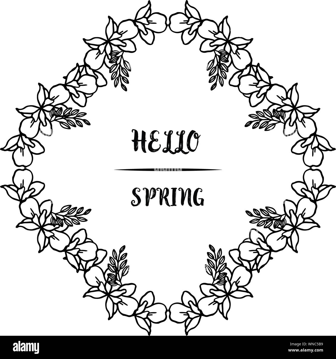 Decorative element of leaf flower frame, for modern calligraphy hello ...