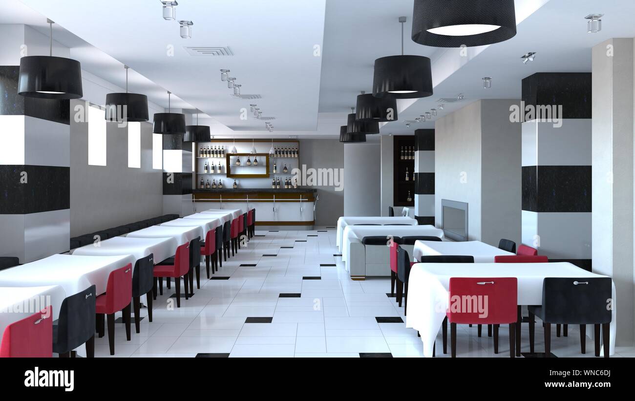 restaurant, interior visualization, 3D illustration Stock Photo - Alamy