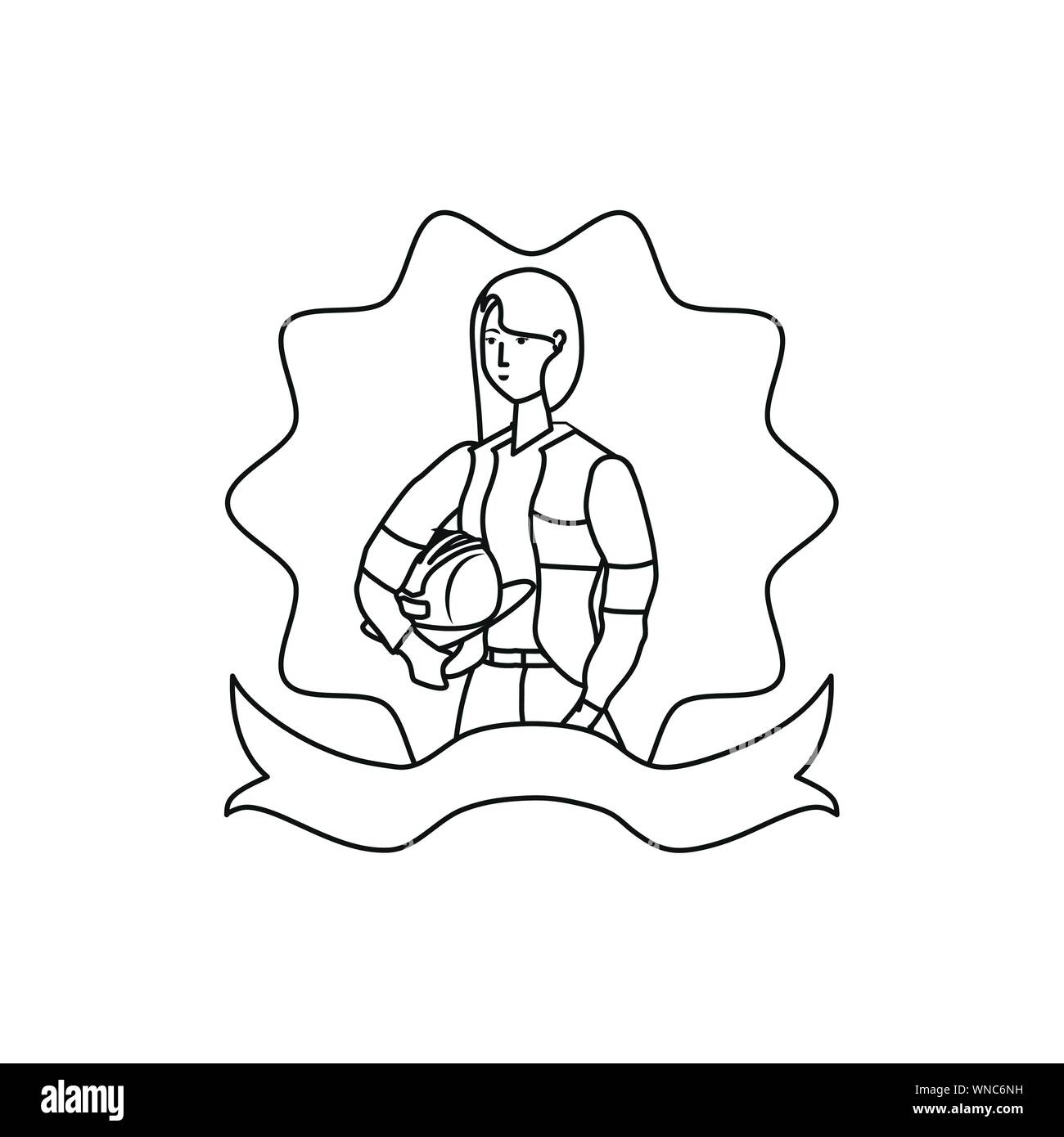 female firefighter worker avatar character vector illustration design ...