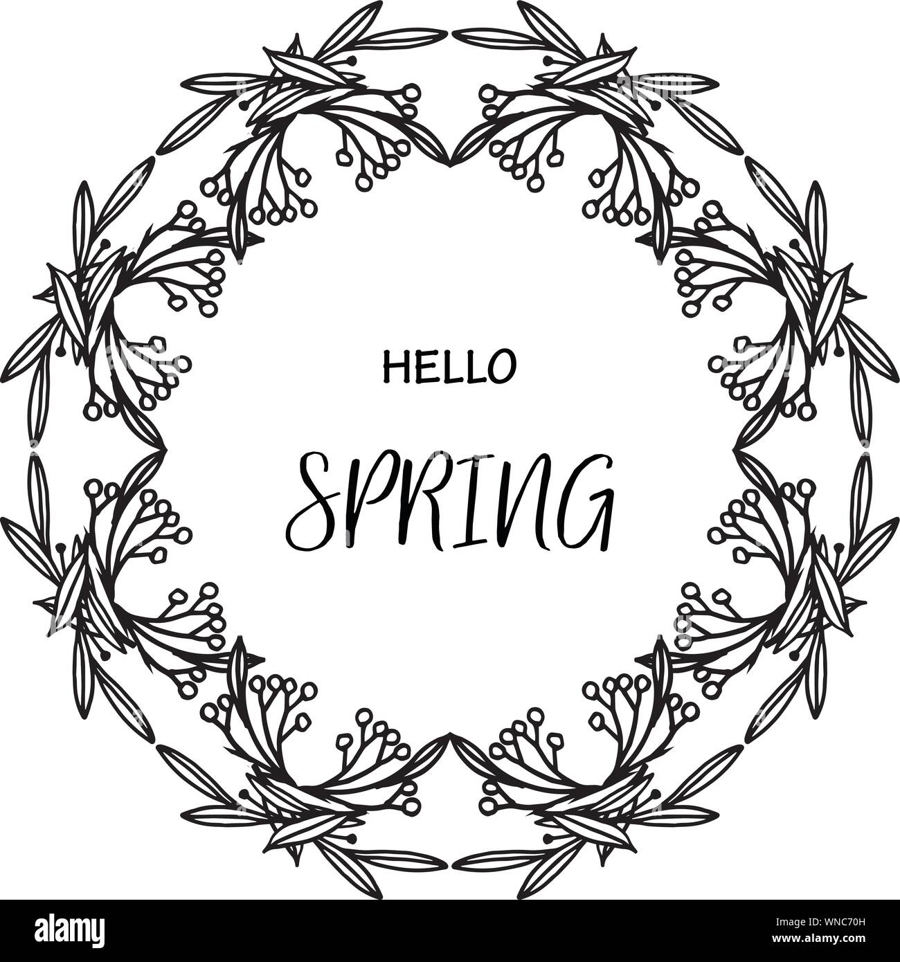 Decorative element of leaf flower frame, for modern calligraphy hello ...