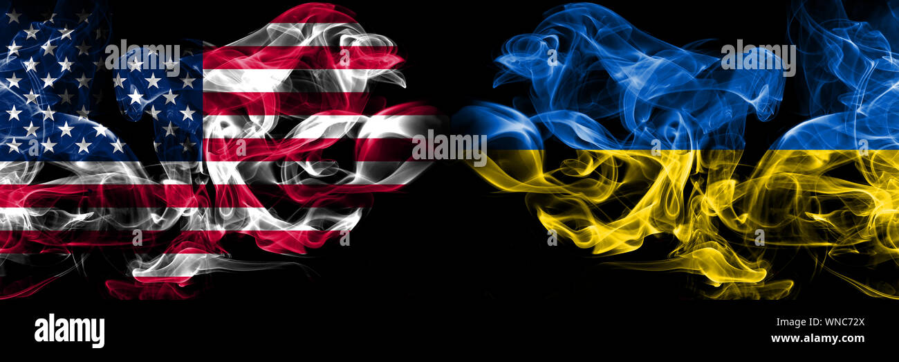 United States of America, USA vs Ukraine, Ukrainian background abstract ...