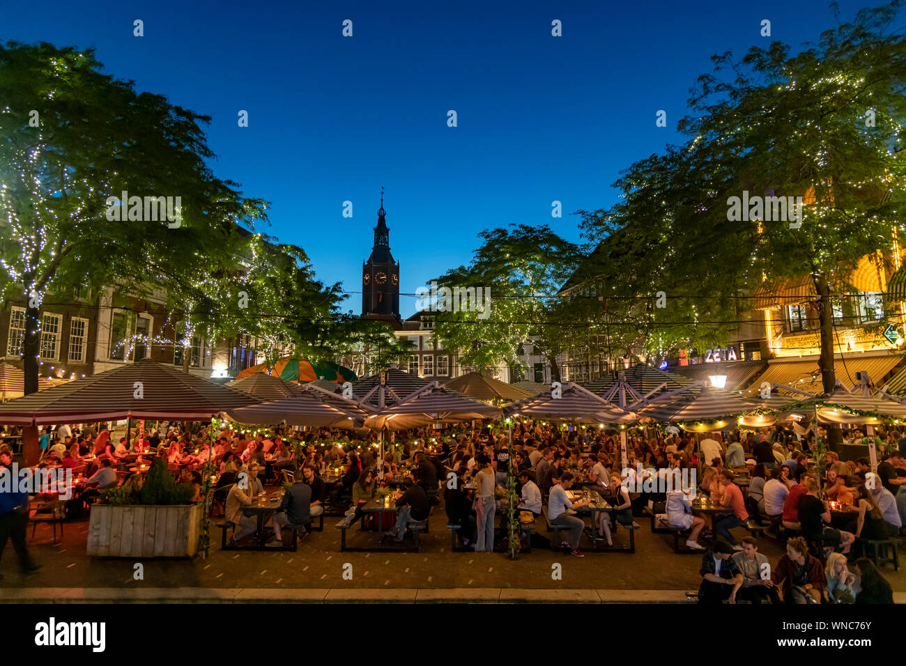 THE HAGUE, 28 June 2019 - City center restaurant bar crowded of people ...