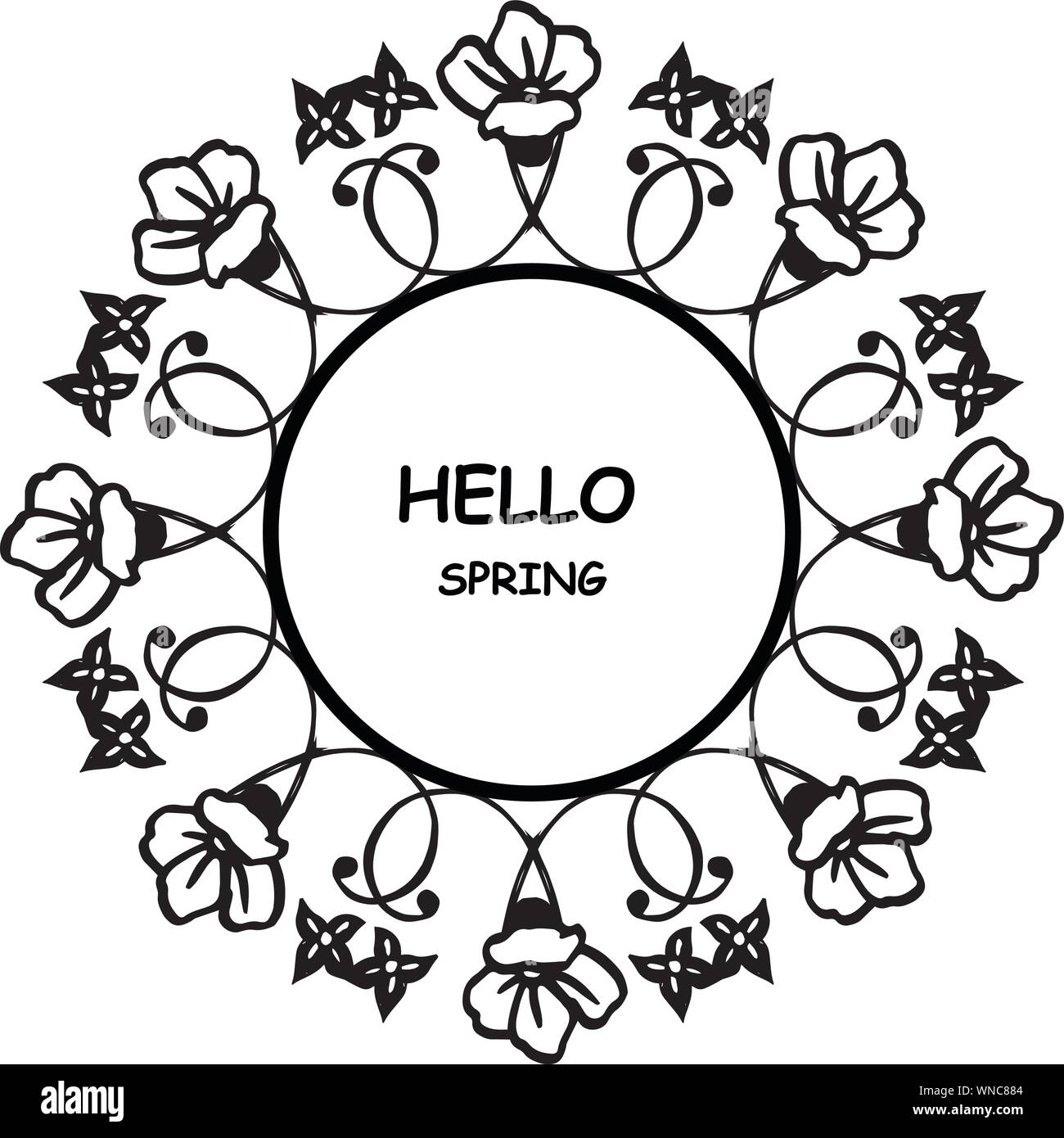 Cute vintage flower frame for decoration of greeting card hello spring ...