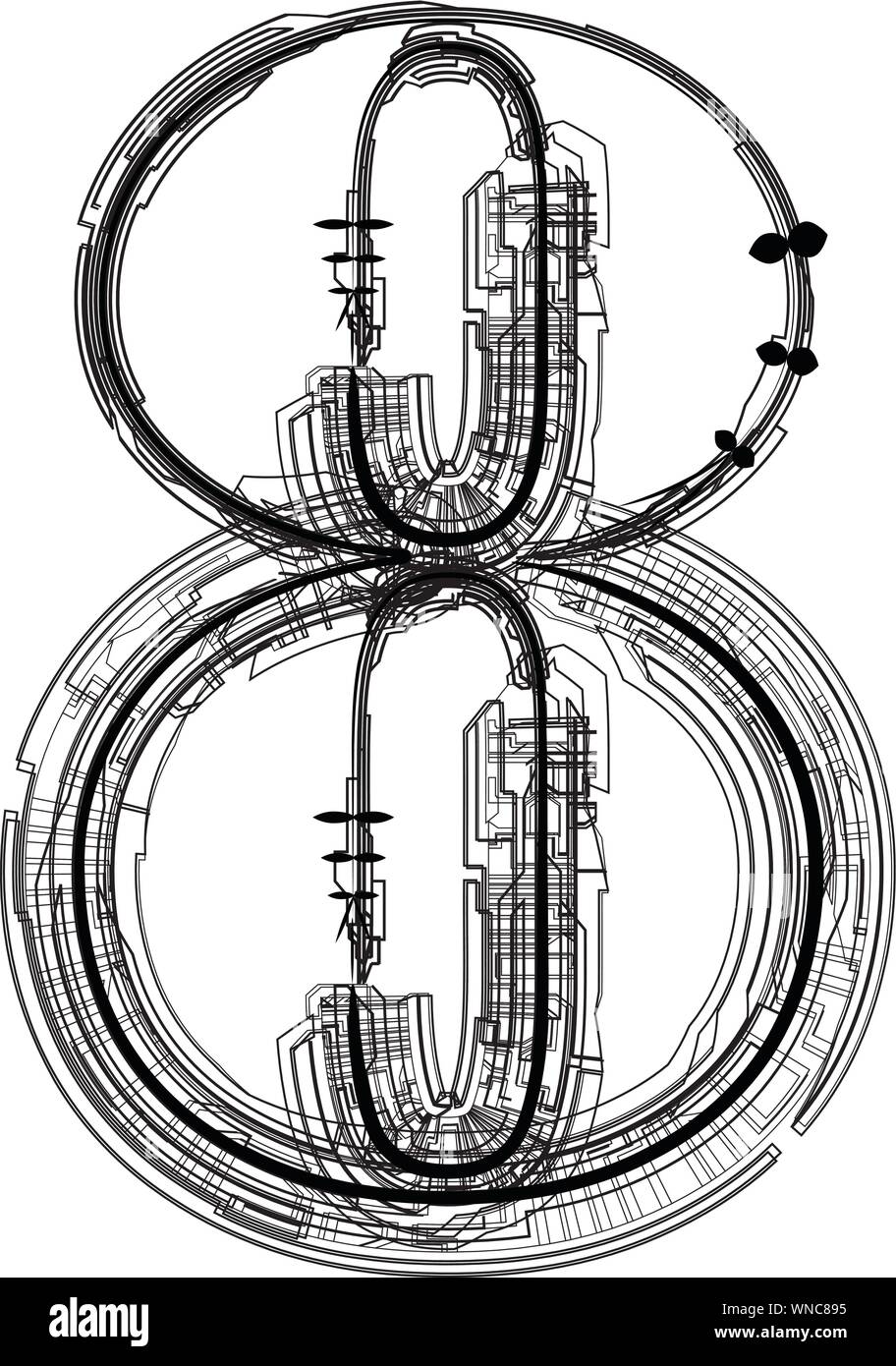 technological font. Number 8 Stock Vector Image & Art - Alamy