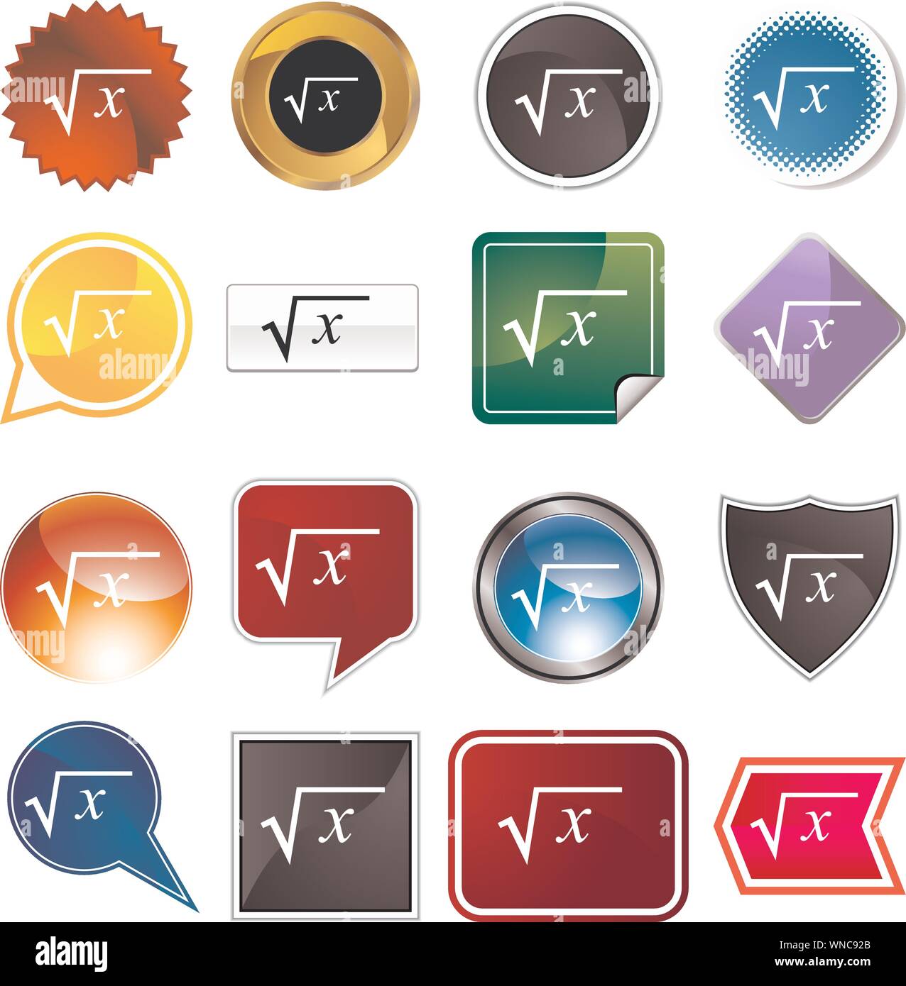 Square Root Icon Set Stock Vector Image & Art - Alamy