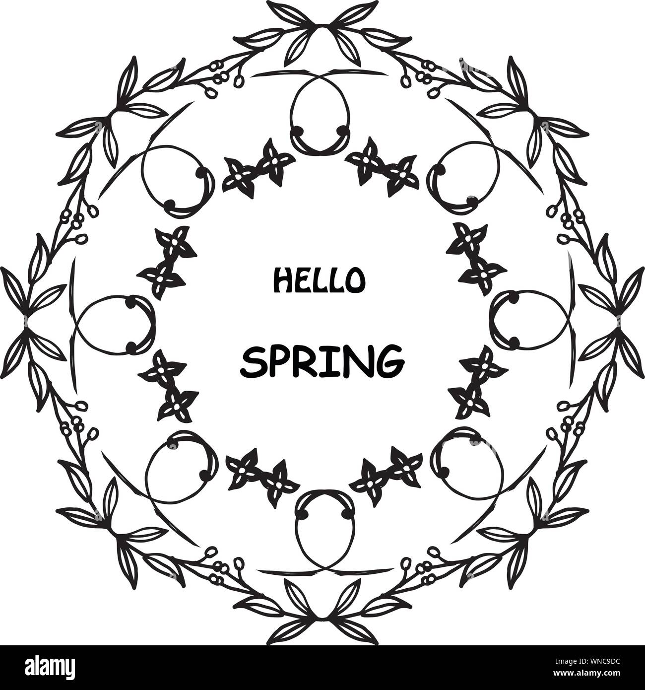 Card for hello spring with wallpaper of unique flower frame. Vector ...