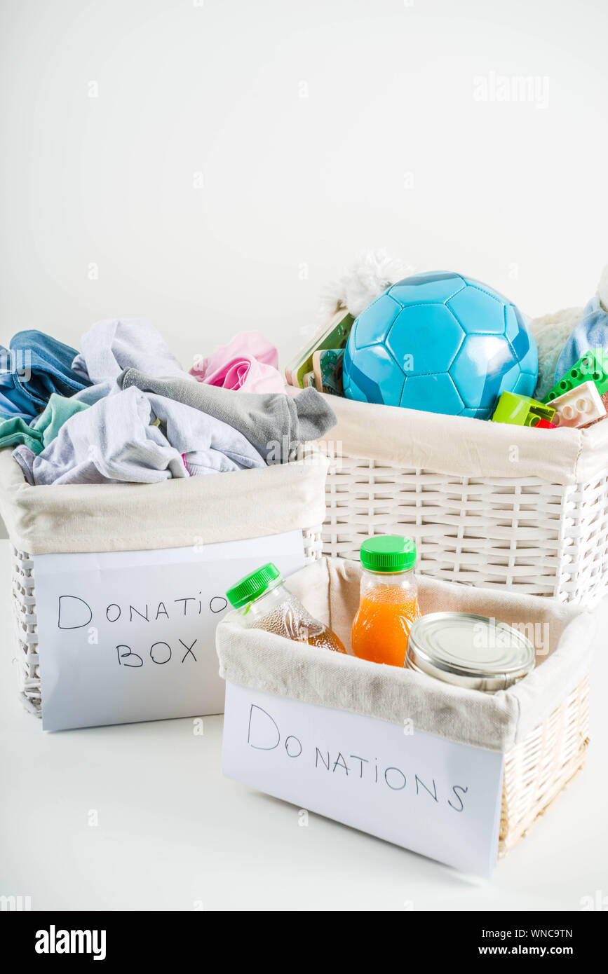 Giving and helping concept. Reuse and recycling theme. Donation box ...