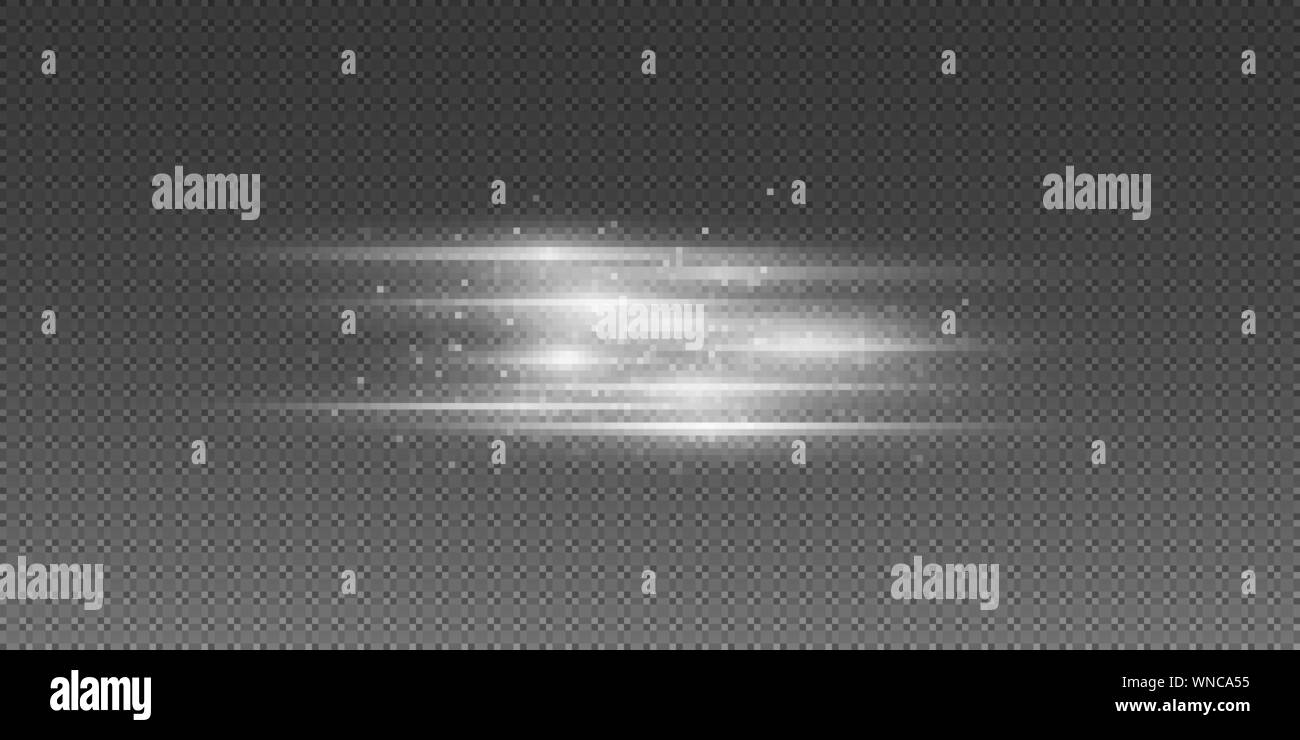 Abstract white light effect isolated on transparent background. Flying ...