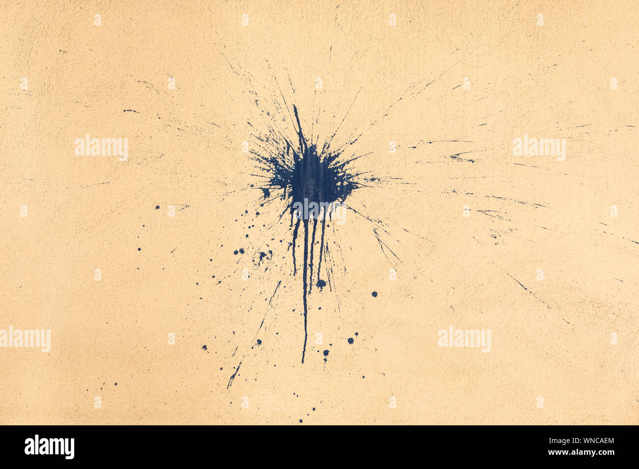 Blue Paint Splattered On Wall Stock Photo - Alamy