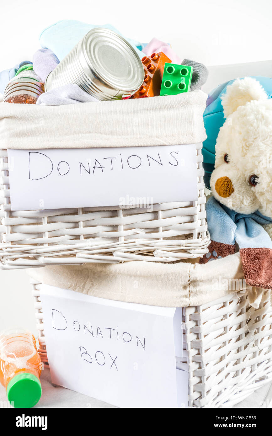 Giving and helping concept. Reuse and recycling theme. Donation box ...