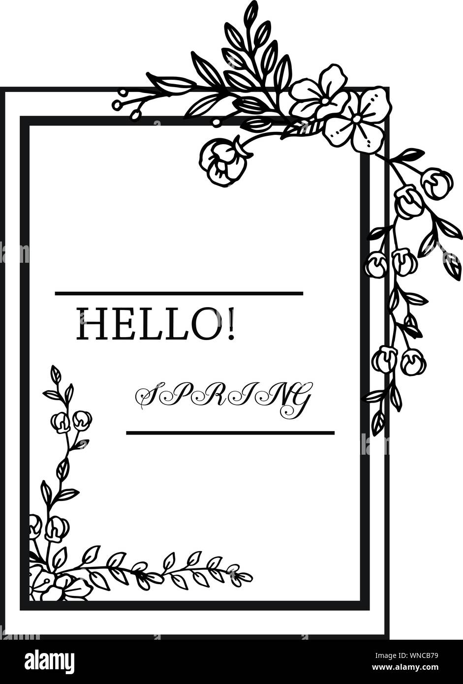 Collection card of hello spring, with various shape leaf flower frame ...
