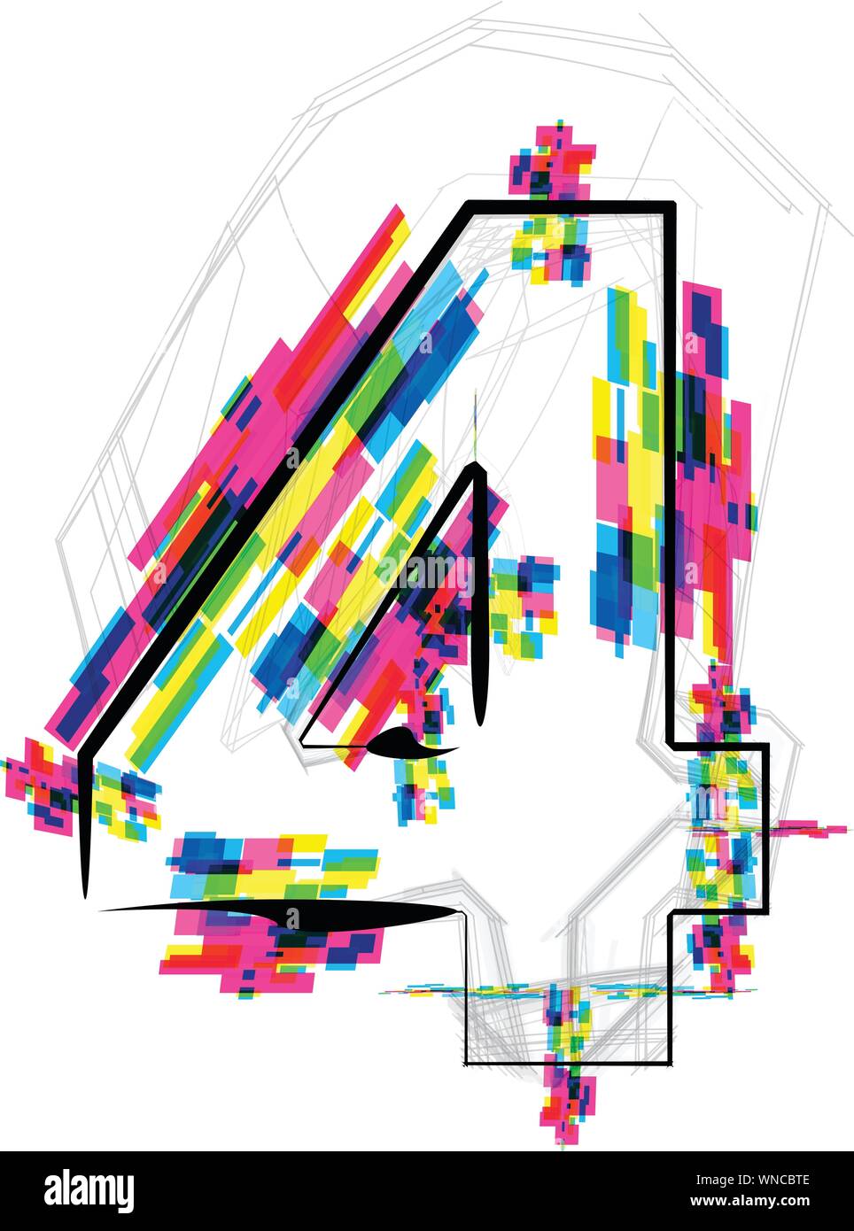 font Illustration. Number 4. Vector illustration Stock Vector Image ...