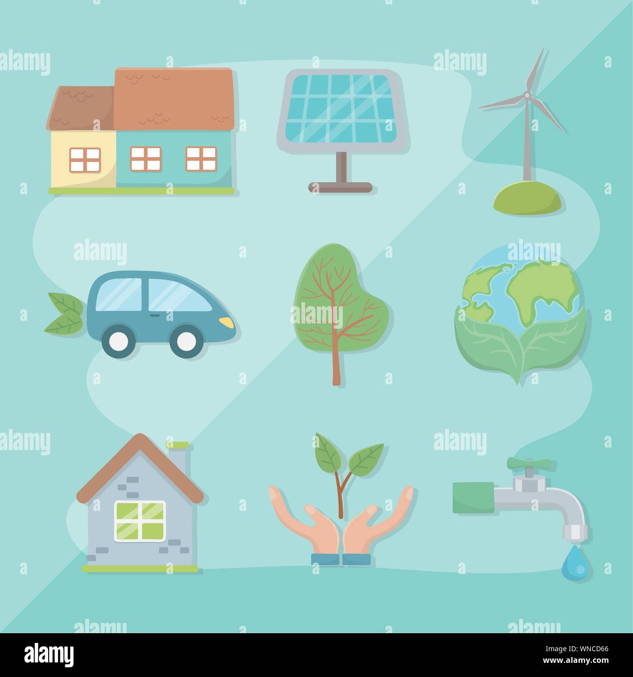 Icon set design, Save energy ecology power eco environment recycle and ...