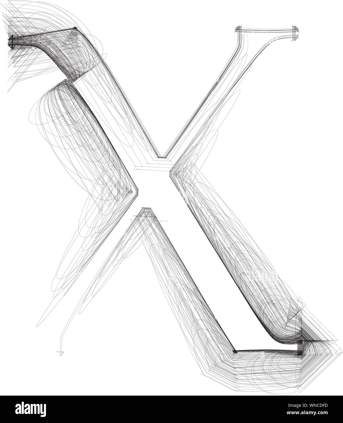 Hand draw font. LETTER X. Vector illustration Stock Vector Image & Art ...