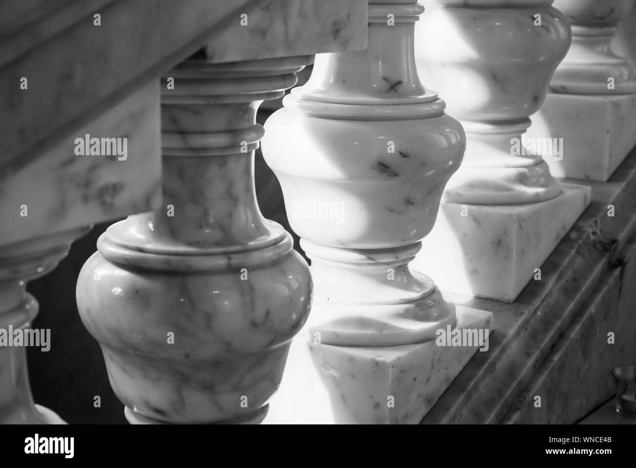 Balusters made of white marble. Abstract classical architecture ...