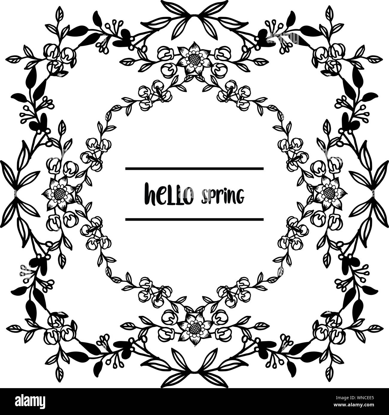 Template for design invitation card of hello spring, with plant of ...