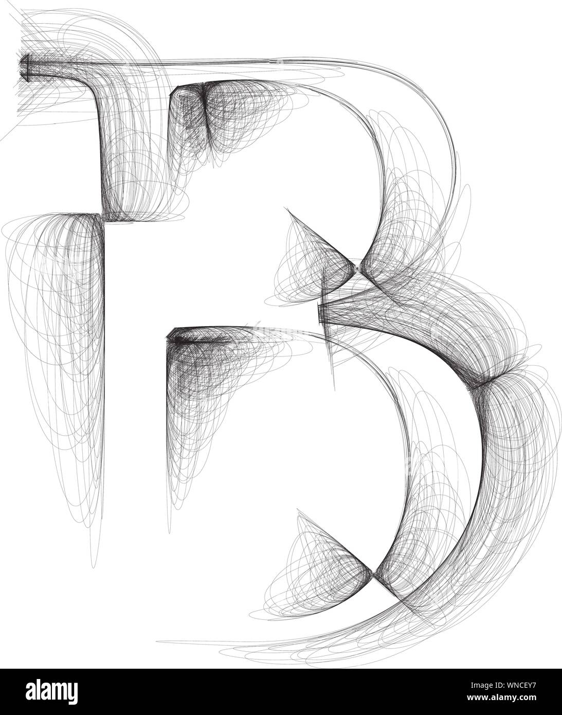 Hand draw font. LETTER B. Vector illustration Stock Vector Image & Art ...