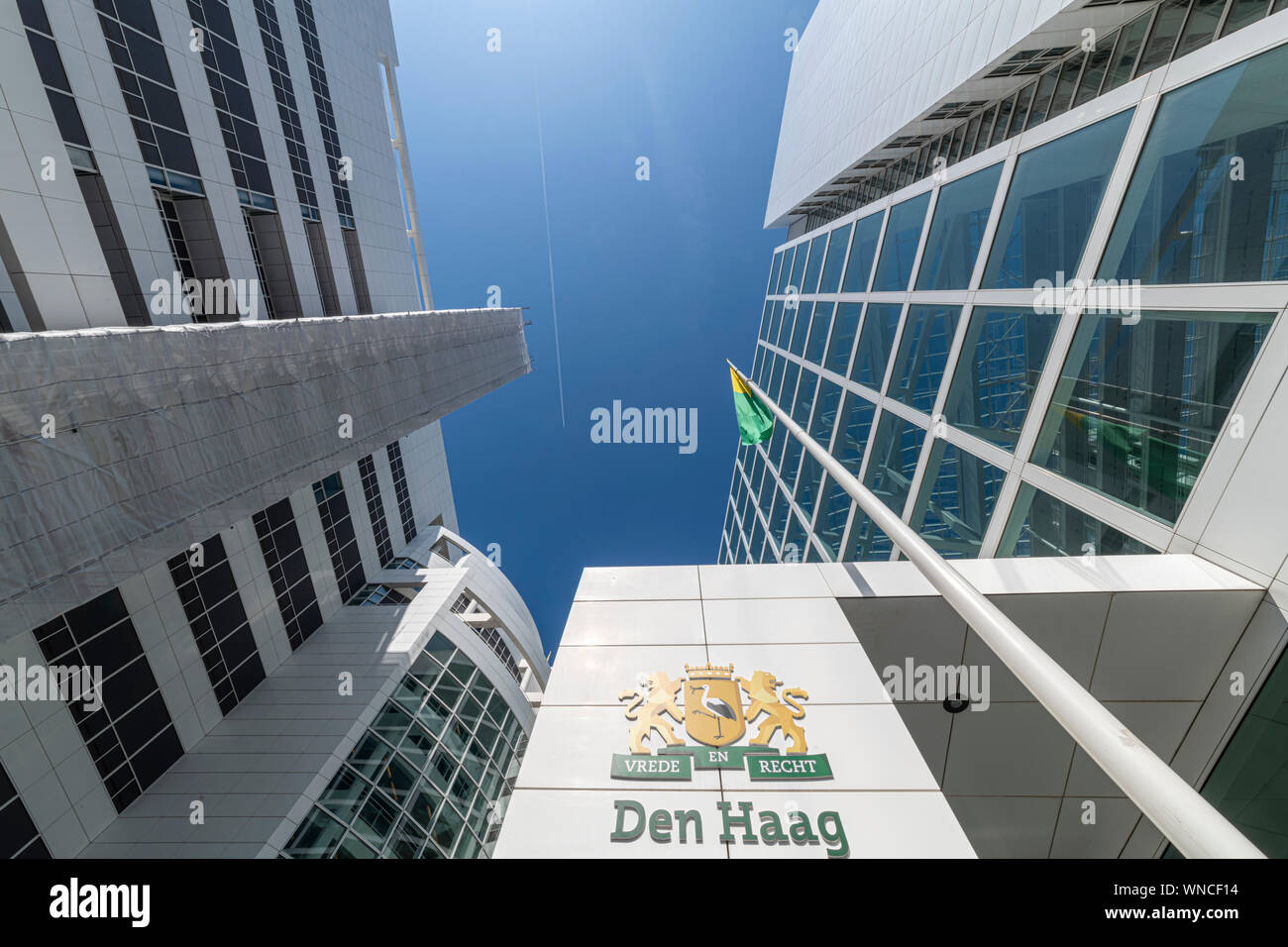 THE HAGUE, 24 August 2019 - Up view of The Hague city hall building ...